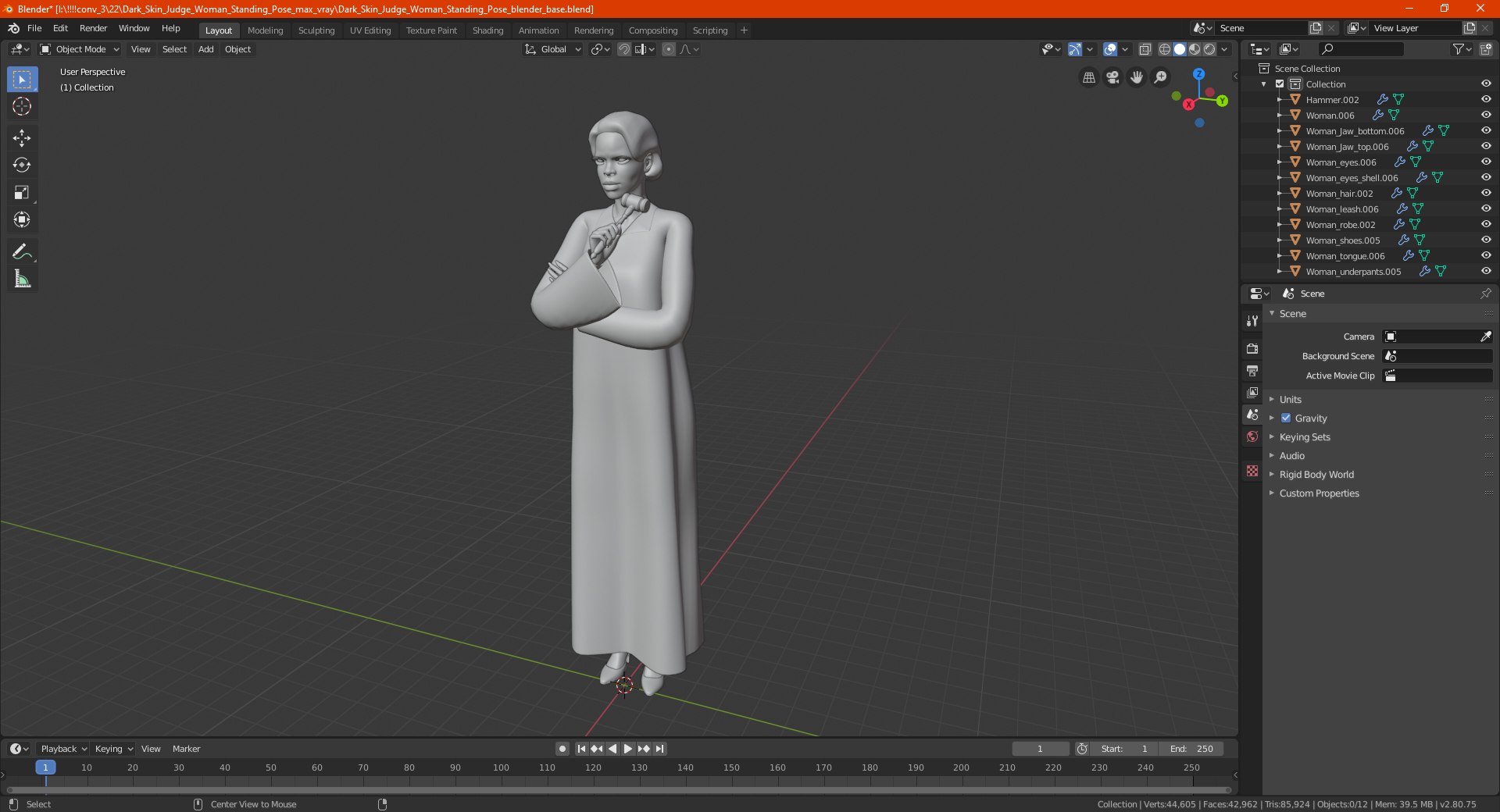 3D dark skin judge woman model - TurboSquid 1669439