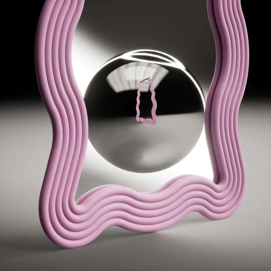 3D Wavy Design Mirror Model - TurboSquid 1935326
