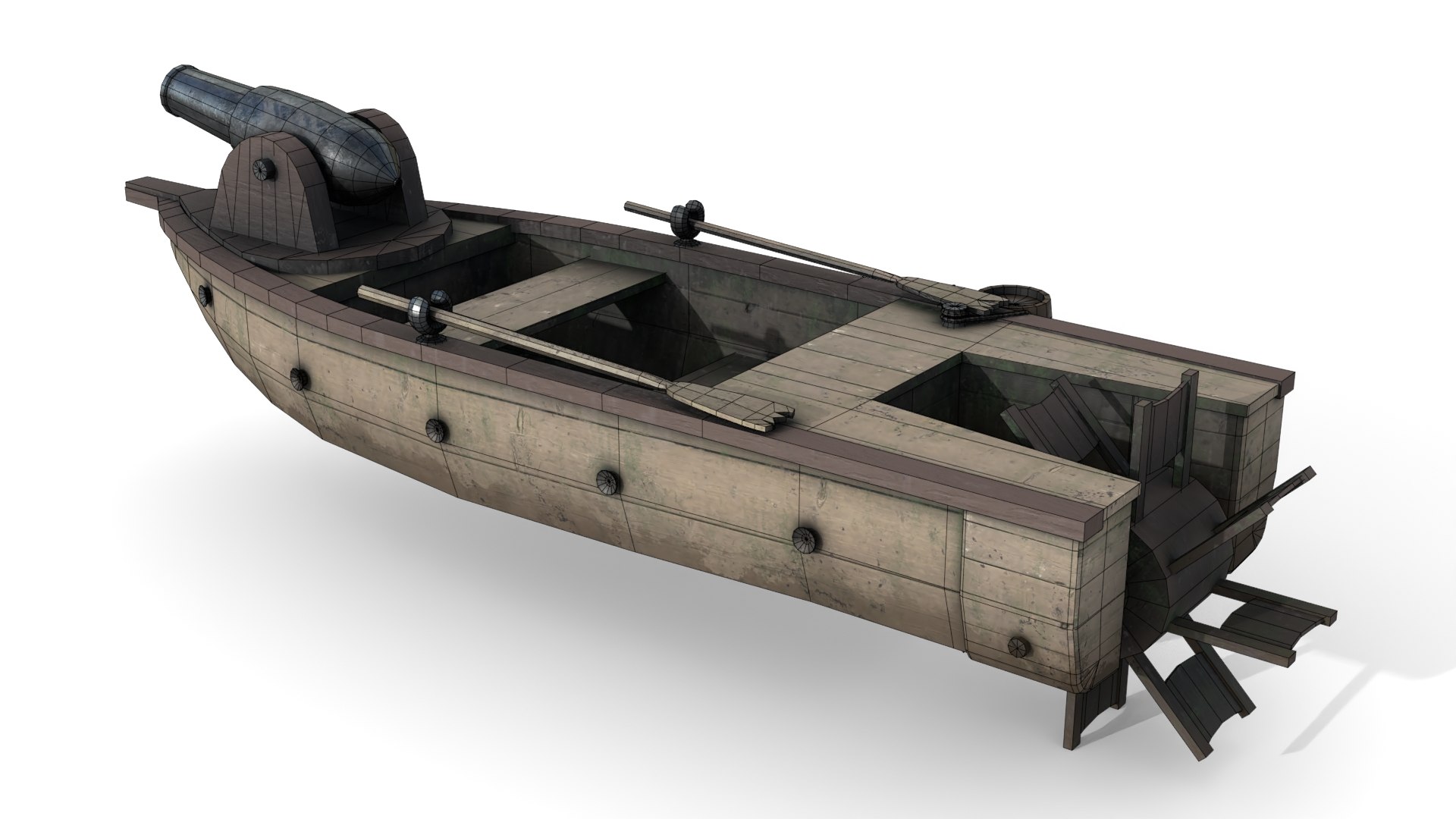 Warship With Cannon 2 3D Model - TurboSquid 1718992