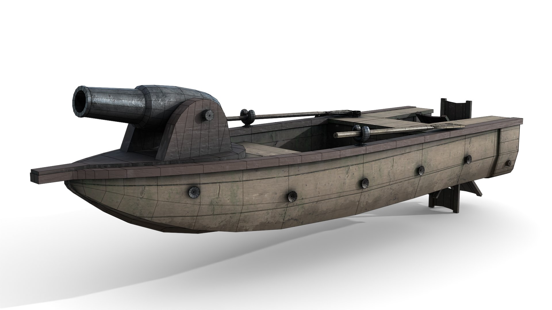 Warship With Cannon 2 3D Model - TurboSquid 1718992