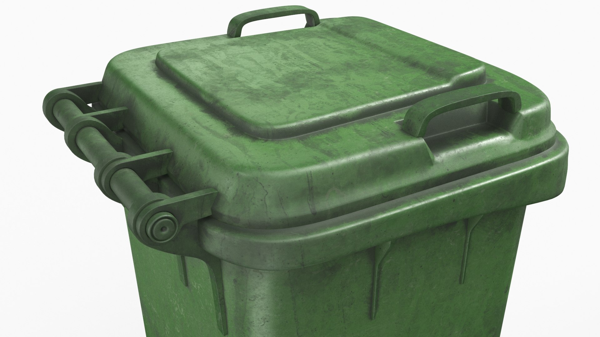 Wheeled Garbage Bin Green Dirty 3D Model - TurboSquid 2090877
