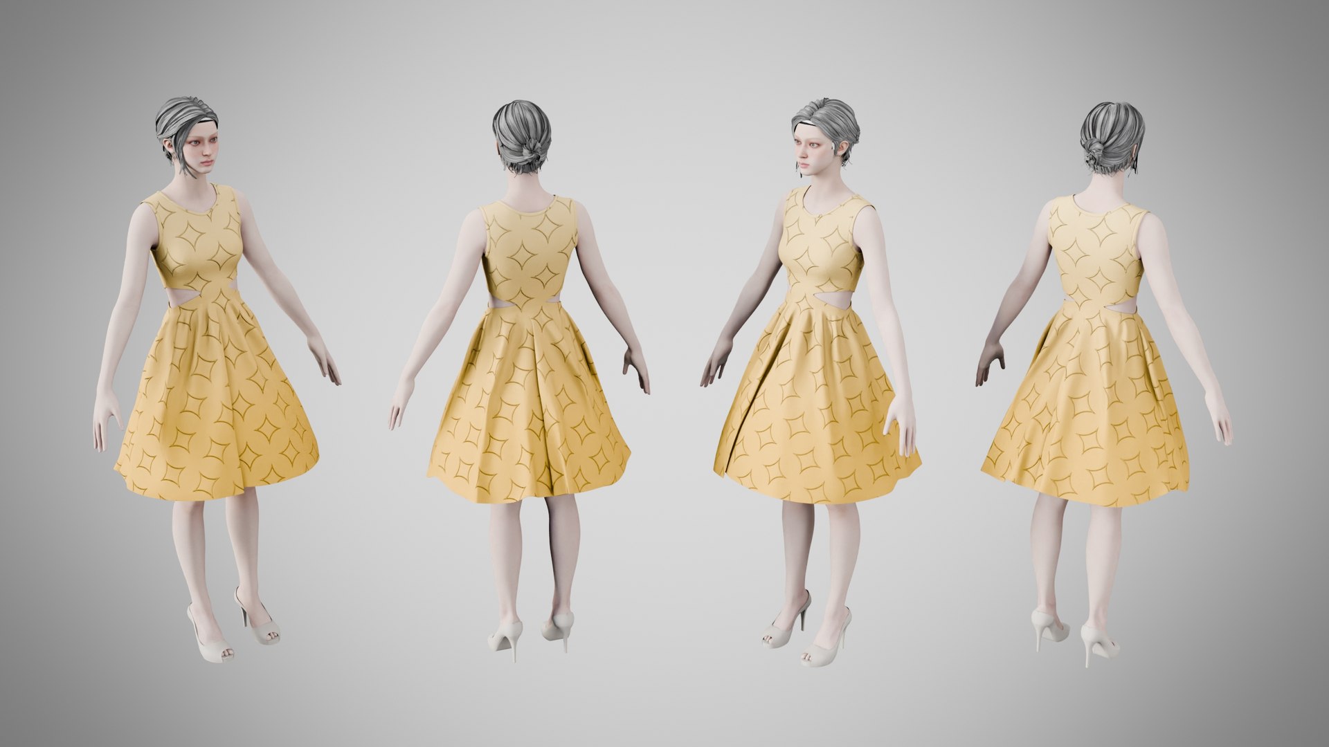 3D Dress 33 Caramel With Design Model - TurboSquid 2501930