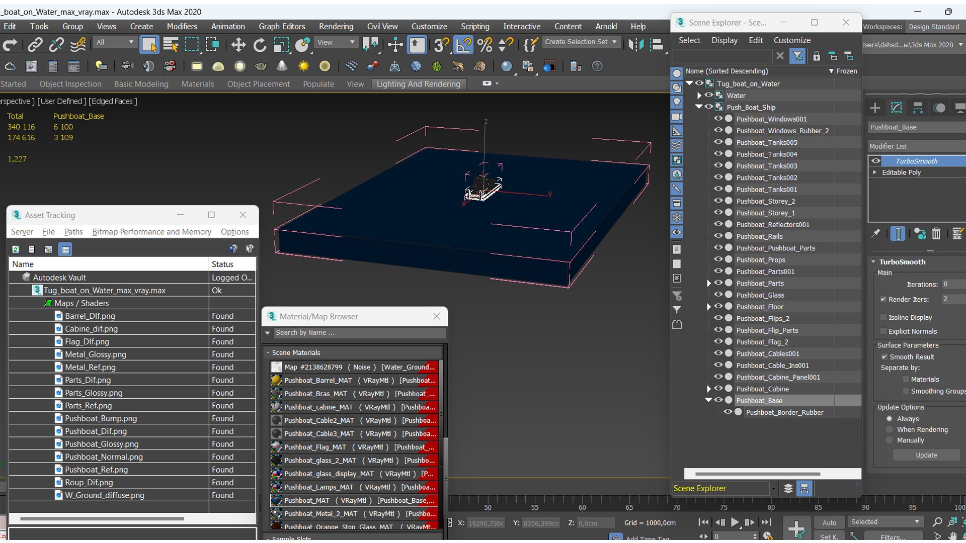 3D Tug Boat On Water Model - TurboSquid 2366383