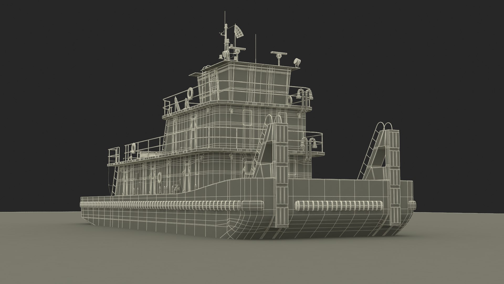 3D Tug Boat On Water Model - TurboSquid 2366383