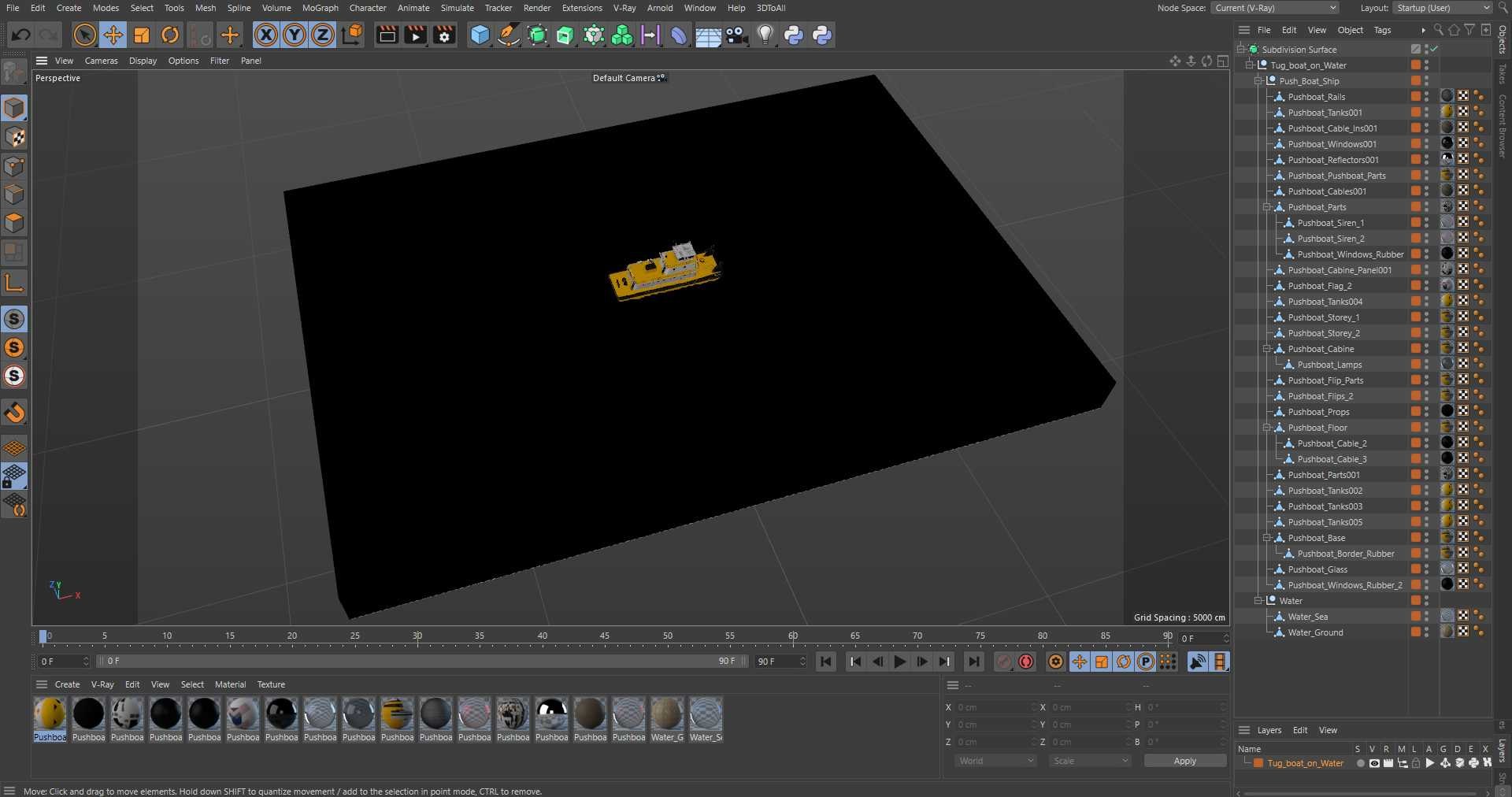 3D Tug Boat On Water Model - TurboSquid 2366383