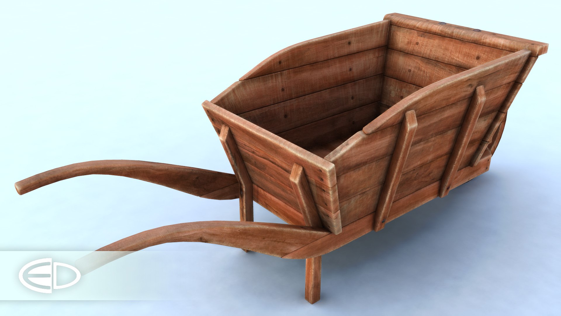 Obj Wood Wheelbarrow