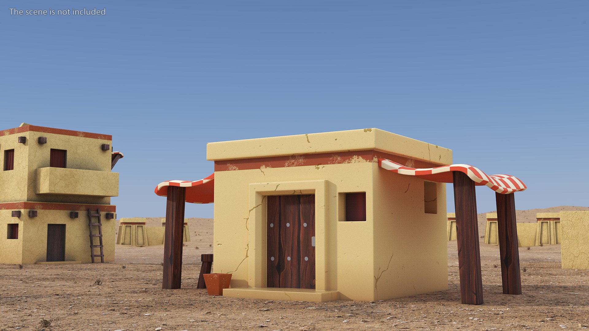 Stylized Arabian House With Sheds And Bench Model - TurboSquid 2203574