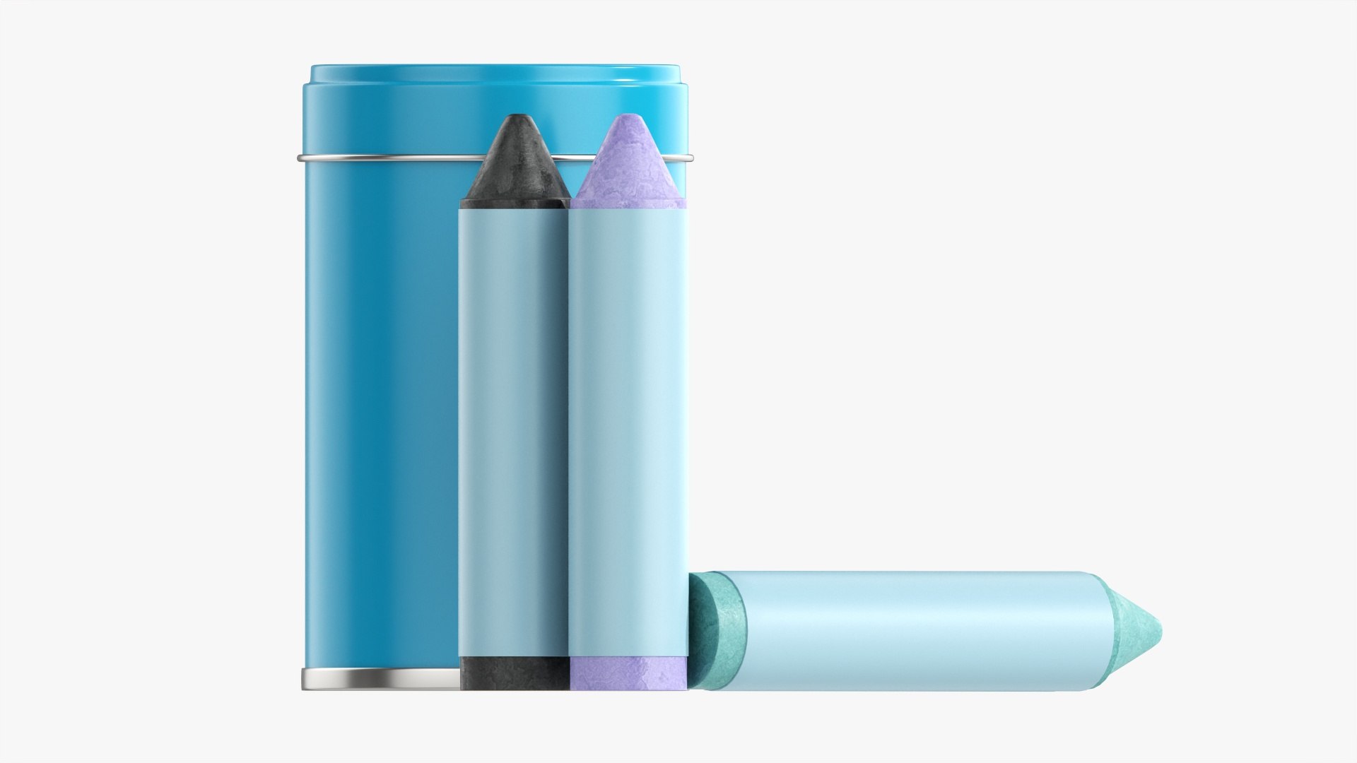 Large crayons in metal tube box 3D - TurboSquid 1716427