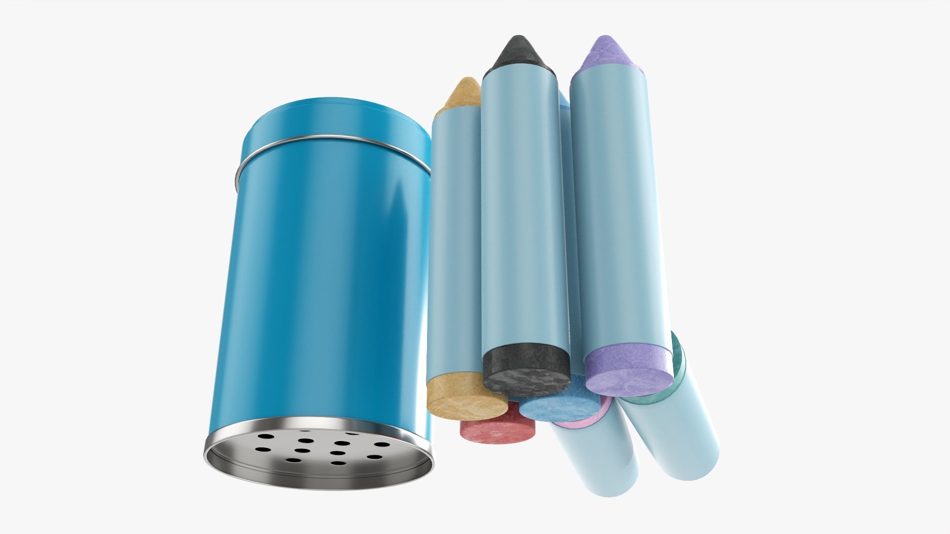 Large crayons in metal tube box 3D - TurboSquid 1716427