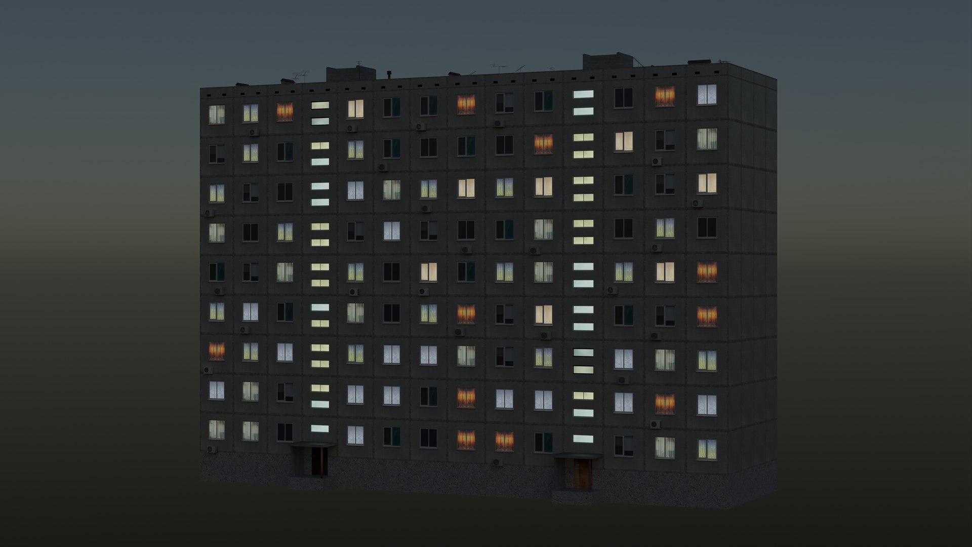 Soviet Panel Appartment Building With Two Entrances 3D - TurboSquid 2192529