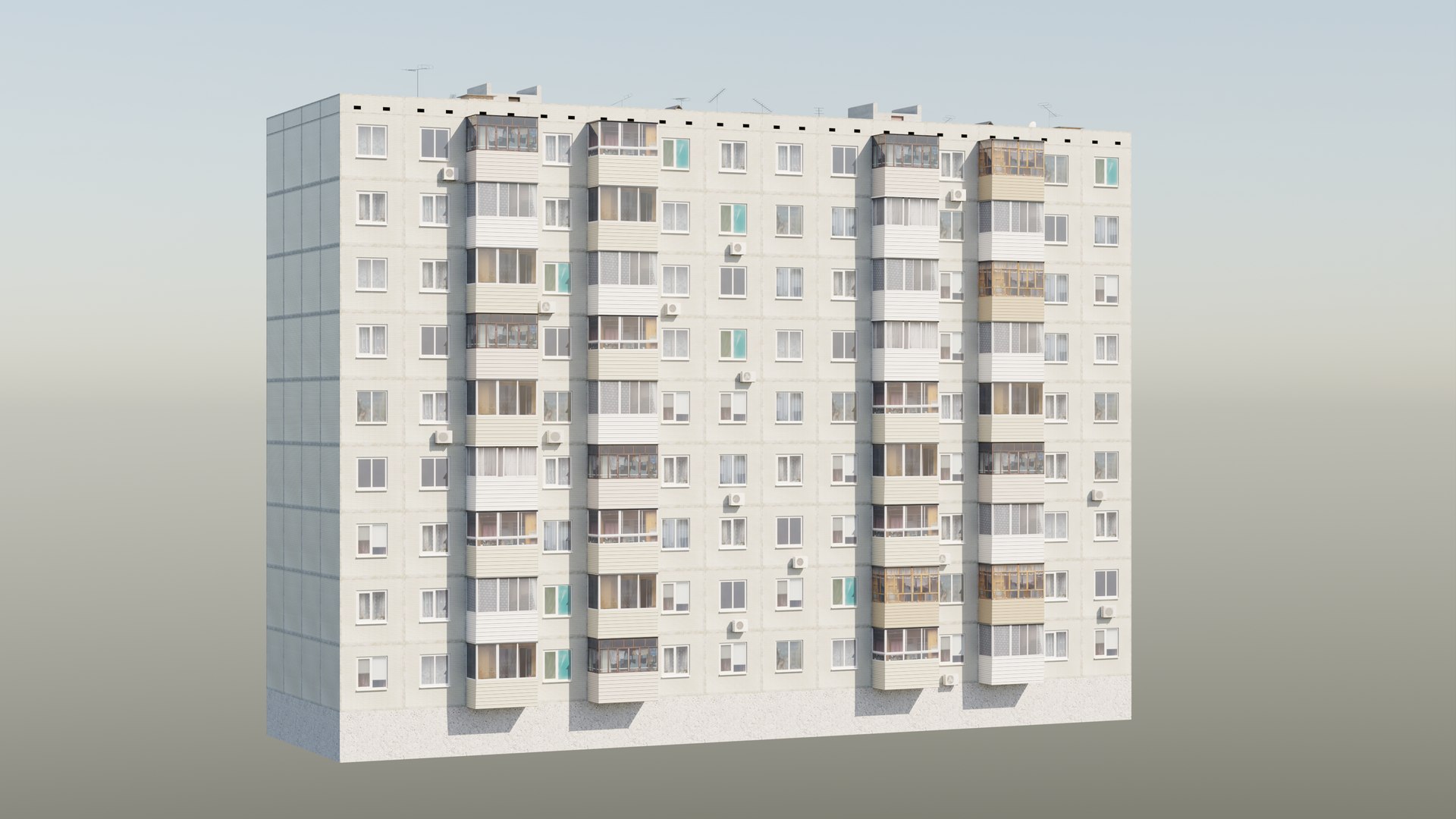 Soviet Panel Appartment Building With Two Entrances 3D - TurboSquid 2192529