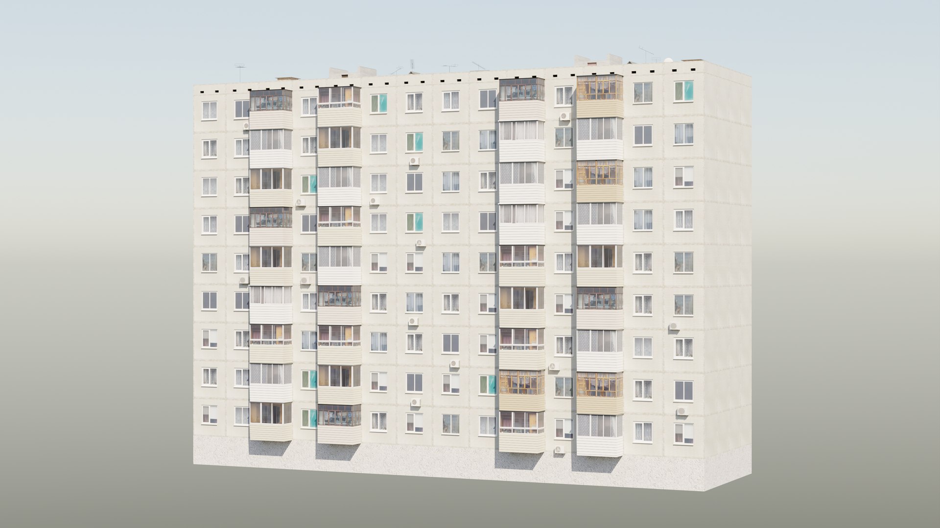 Soviet Panel Appartment Building With Two Entrances 3D - TurboSquid 2192529