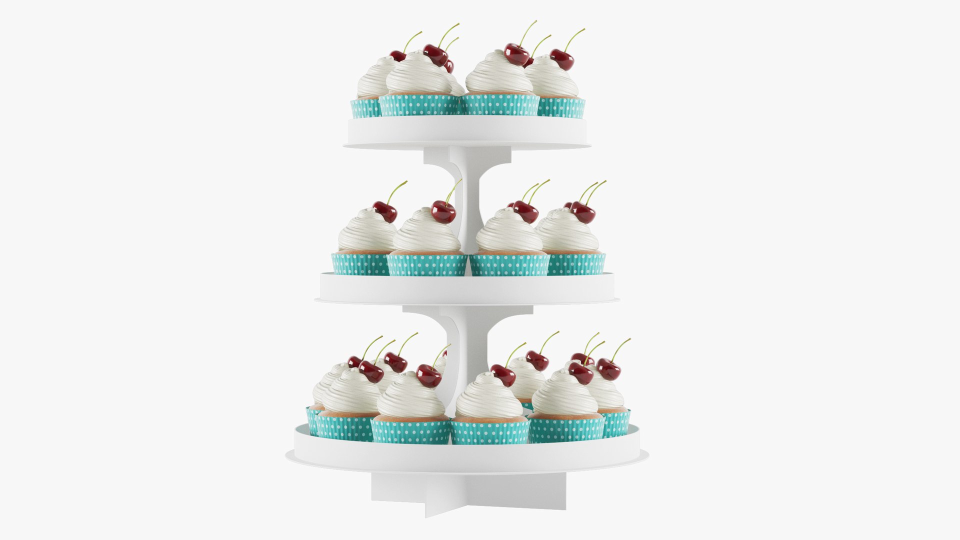 3D Cupcakes On Cake Stand 02 - TurboSquid 2504700