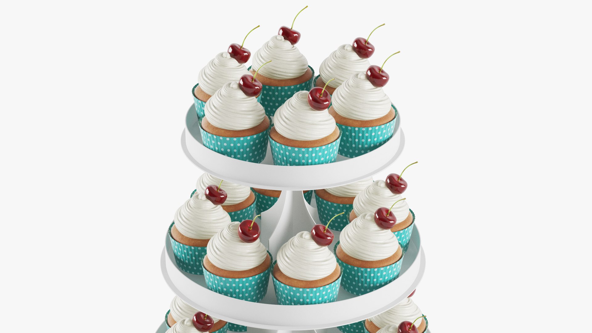 3D Cupcakes On Cake Stand 02 - TurboSquid 2504700