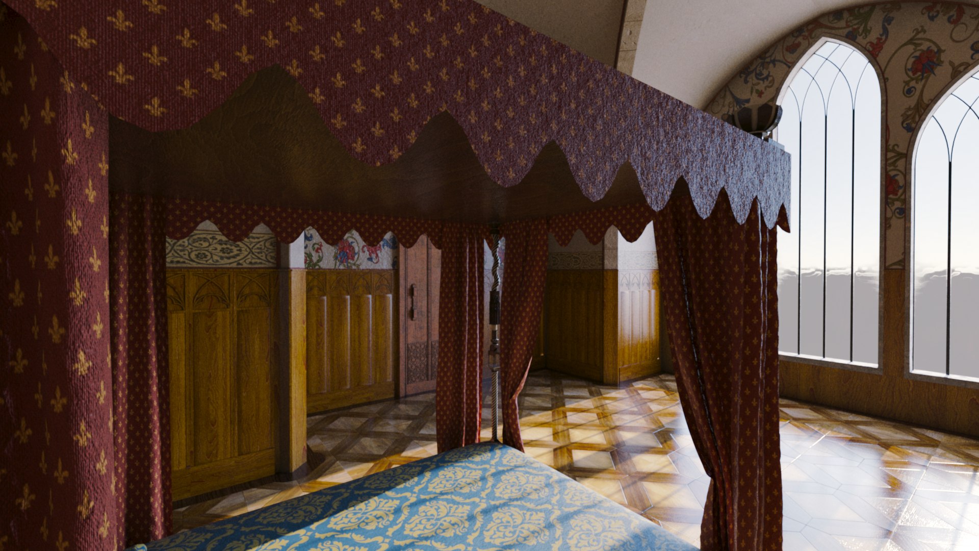 3D Medieval Royal Gothic Bedroom - TurboSquid 2147460