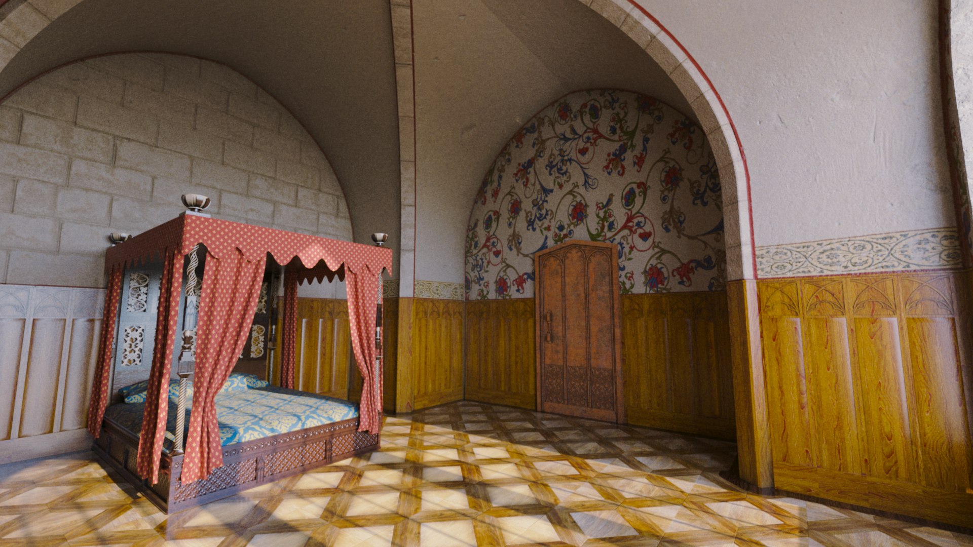 3D Medieval Royal Gothic Bedroom - TurboSquid 2147460