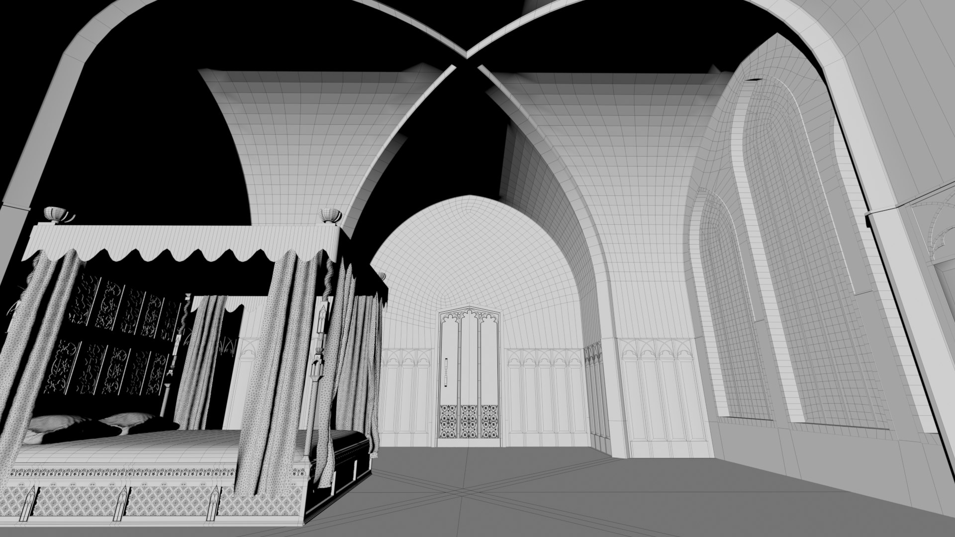 3D Medieval Royal Gothic Bedroom - TurboSquid 2147460