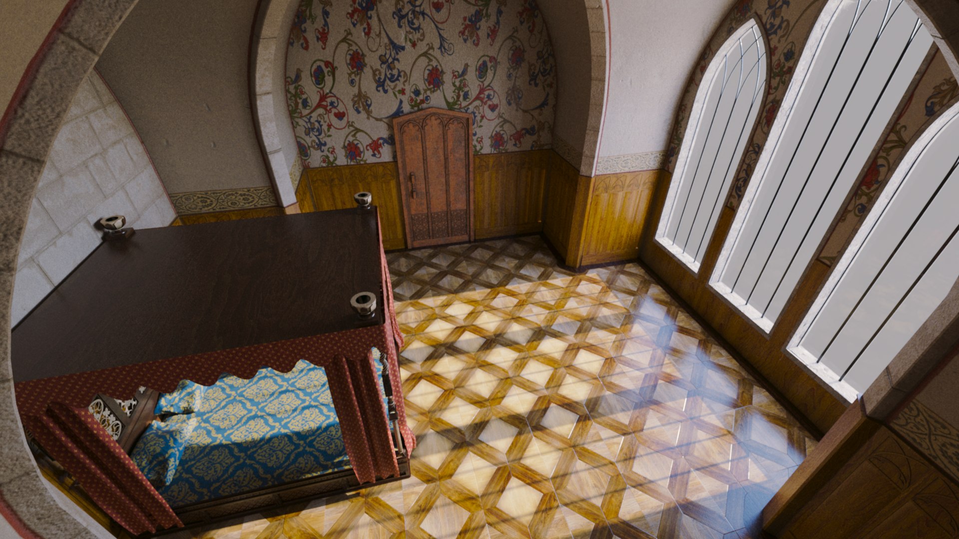 3D Medieval Royal Gothic Bedroom - TurboSquid 2147460