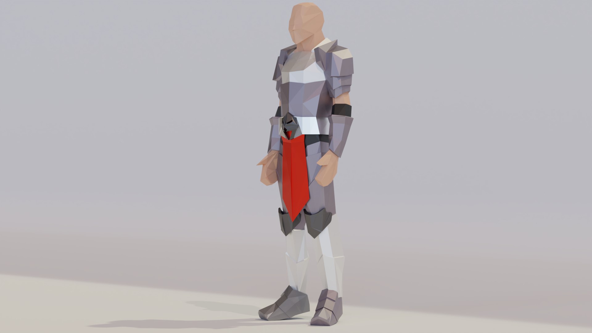 Low Poly Style Medieval Armored Character With Sword 3D Model ...