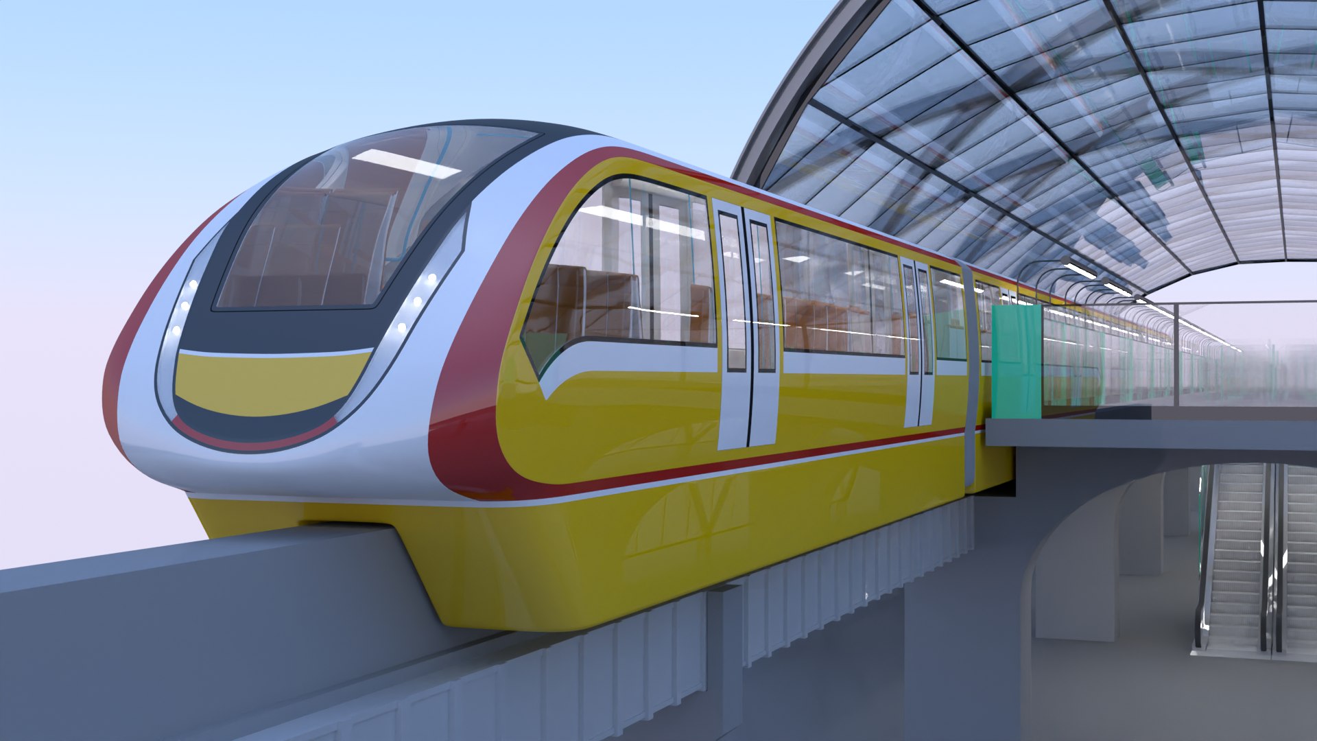 Monorail And Bus Station II Model - TurboSquid 2190840