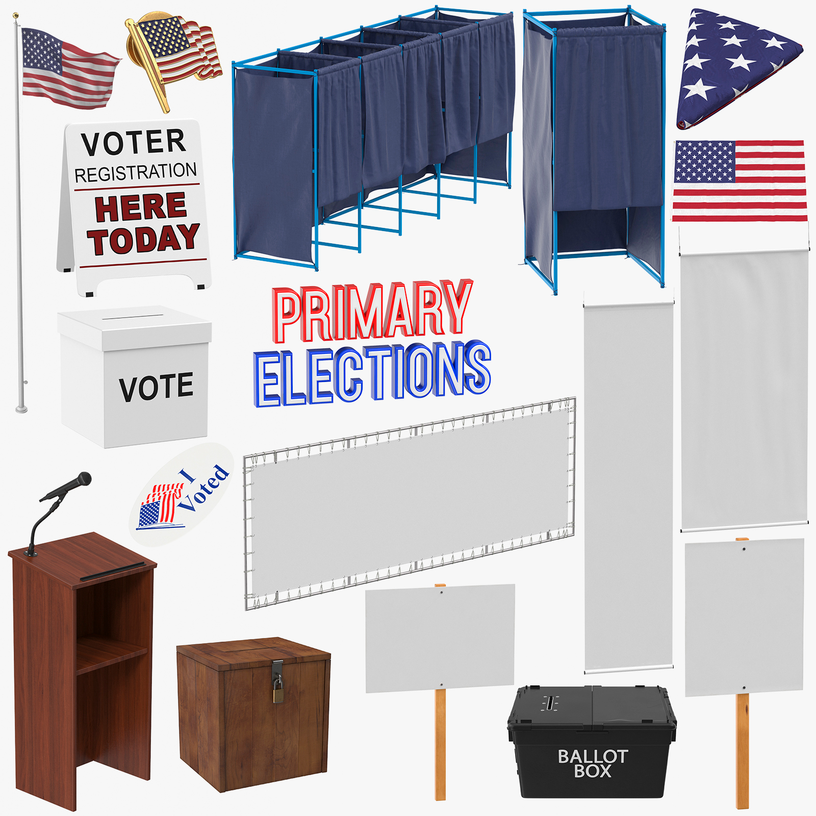3D elections sign banner - TurboSquid 1348470