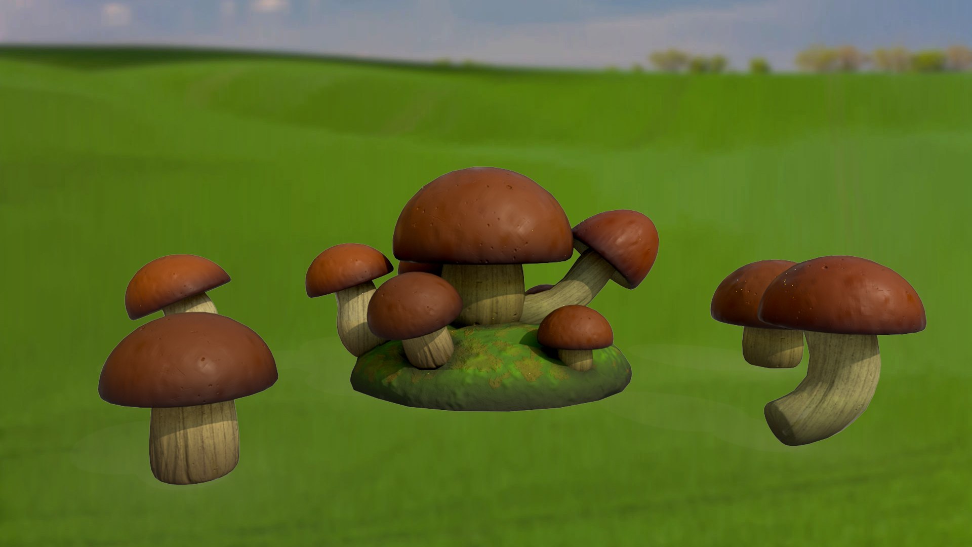 Stylized Mushrooms Mycelium PBR Low-poly Game Ready 3D Model ...