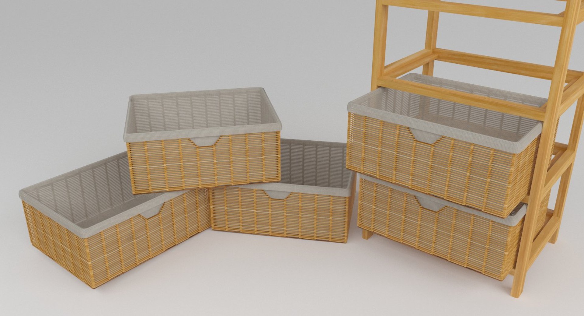 3D Storage Shelf Baskets Model - TurboSquid 1280685