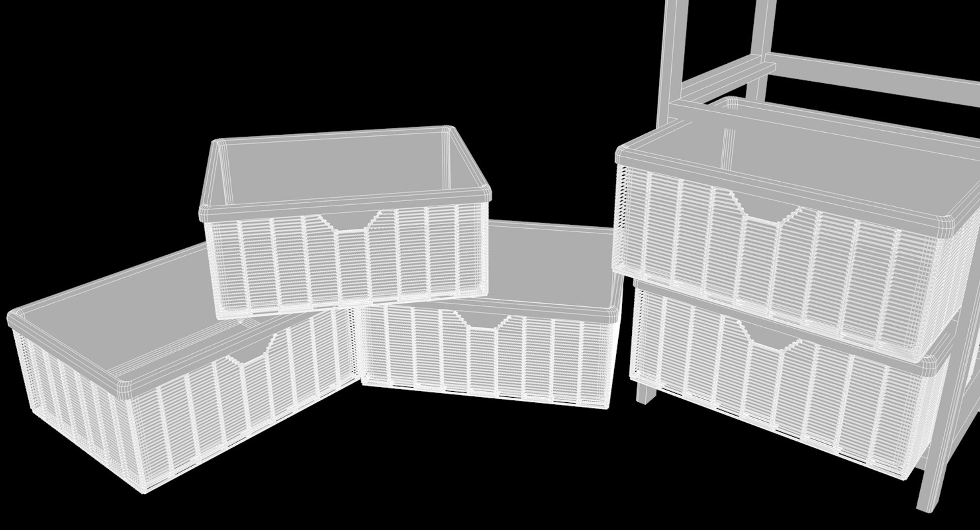 3D Storage Shelf Baskets Model - TurboSquid 1280685