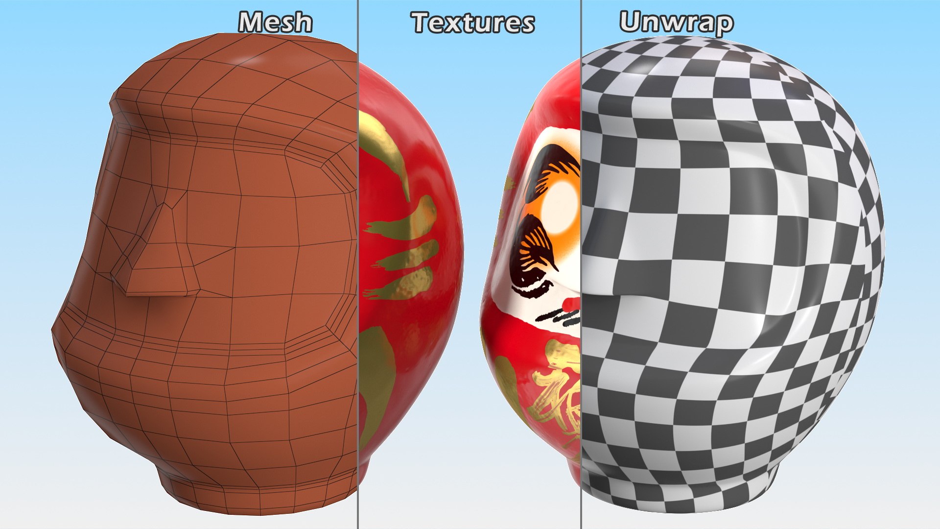 Traditional Japanese Daruma Doll Red 3D Model - TurboSquid 1759651