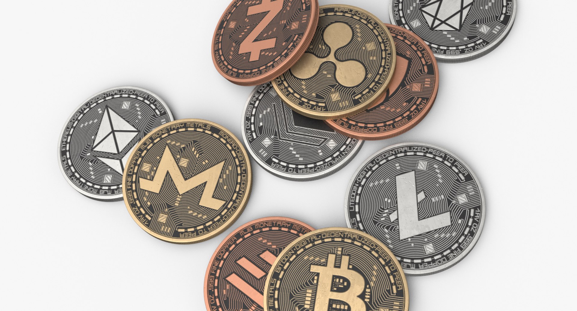 3D Coins Bitcoin Eos - TurboSquid 1255048