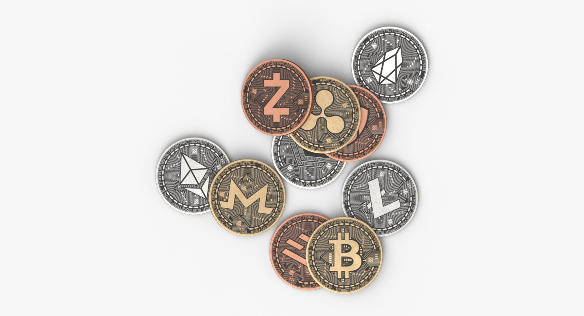 3D Coins Bitcoin Eos - TurboSquid 1255048