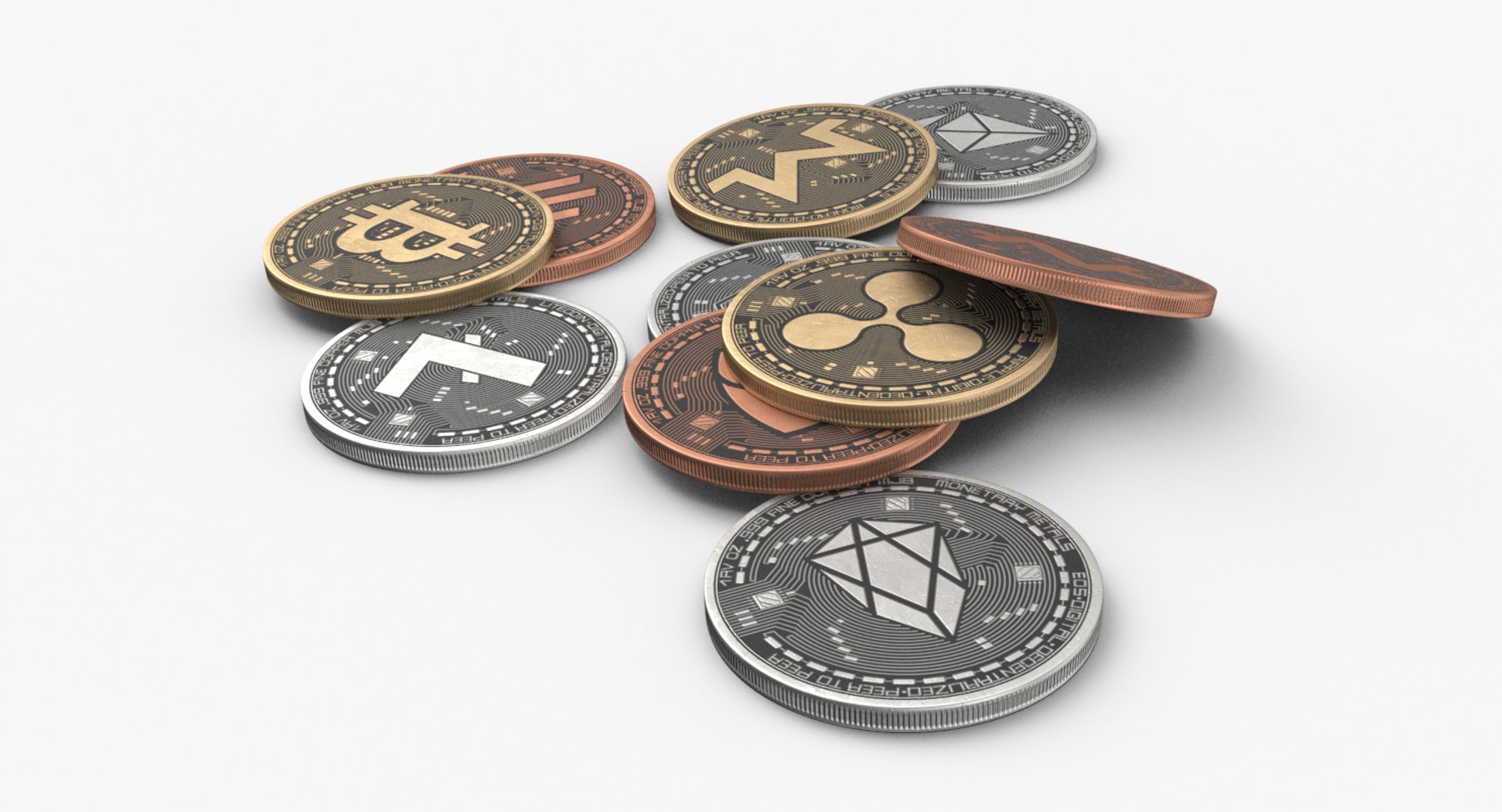 3D Coins Bitcoin Eos - TurboSquid 1255048