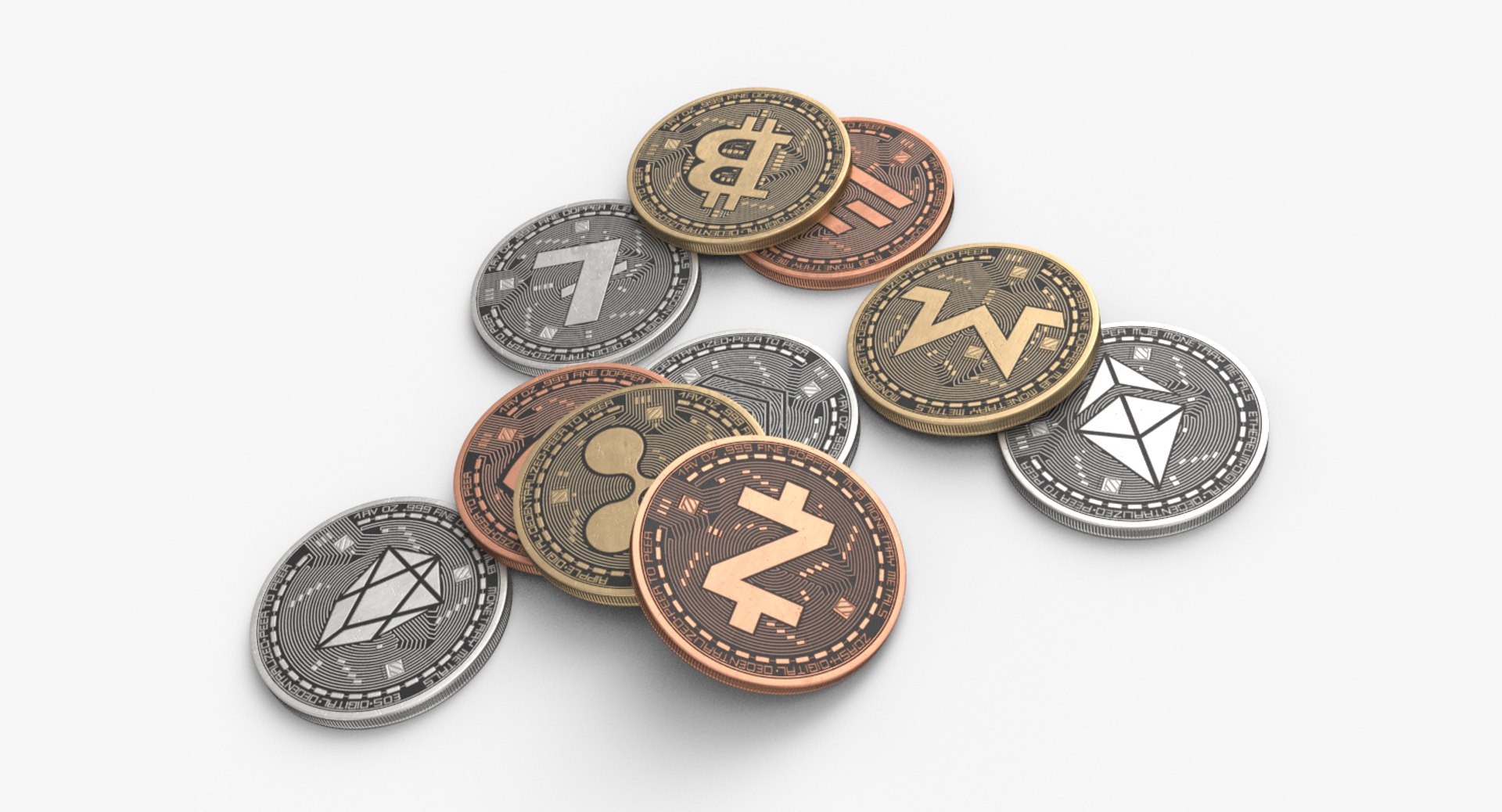 3D Coins Bitcoin Eos - TurboSquid 1255048