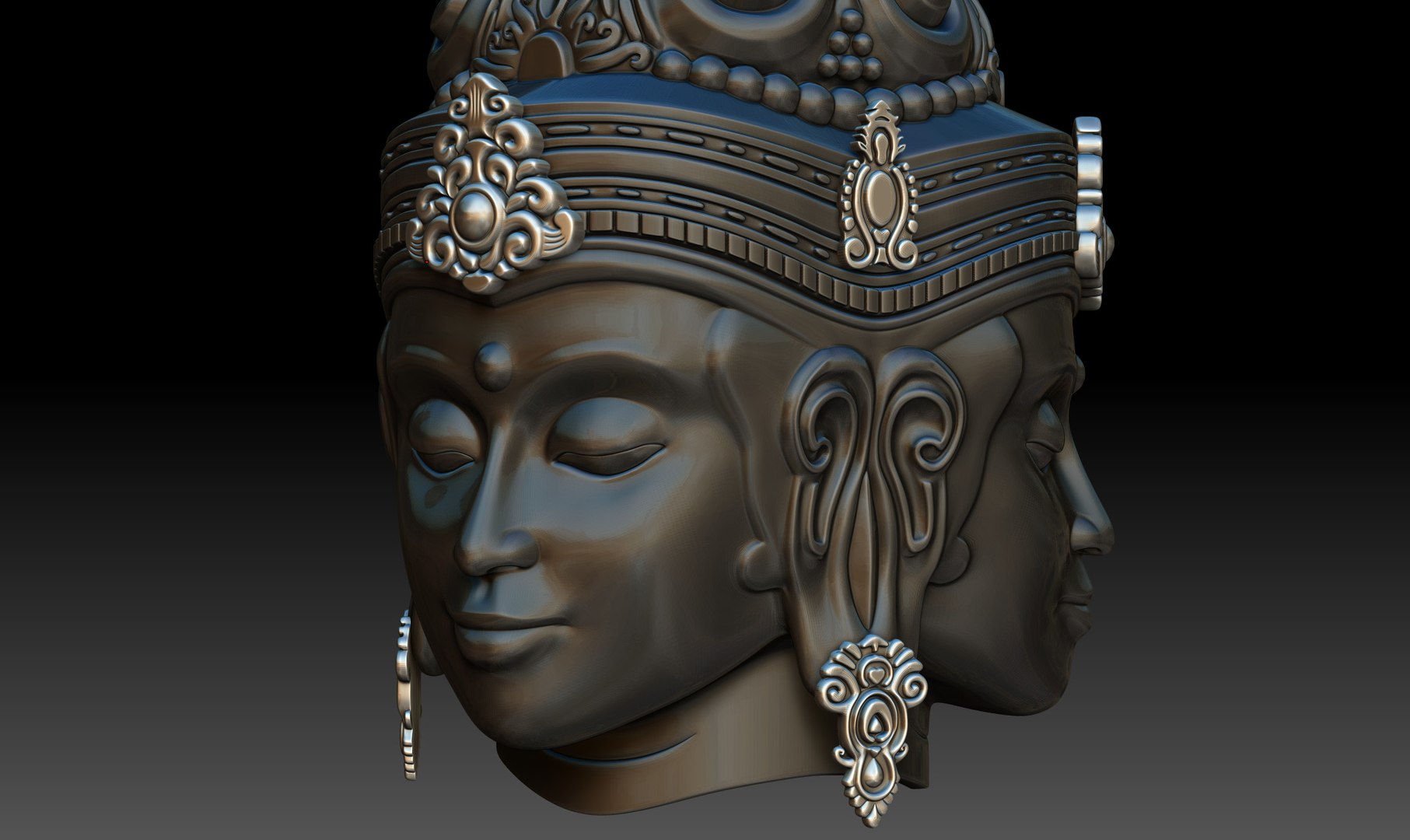 3D Brahma Faces Statue - TurboSquid 1492209