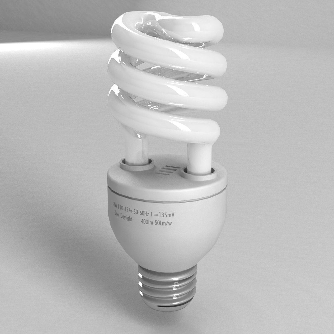 3d Model Bulbs Fluorescent Incandescent