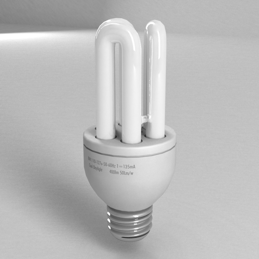 3d Model Bulbs Fluorescent Incandescent