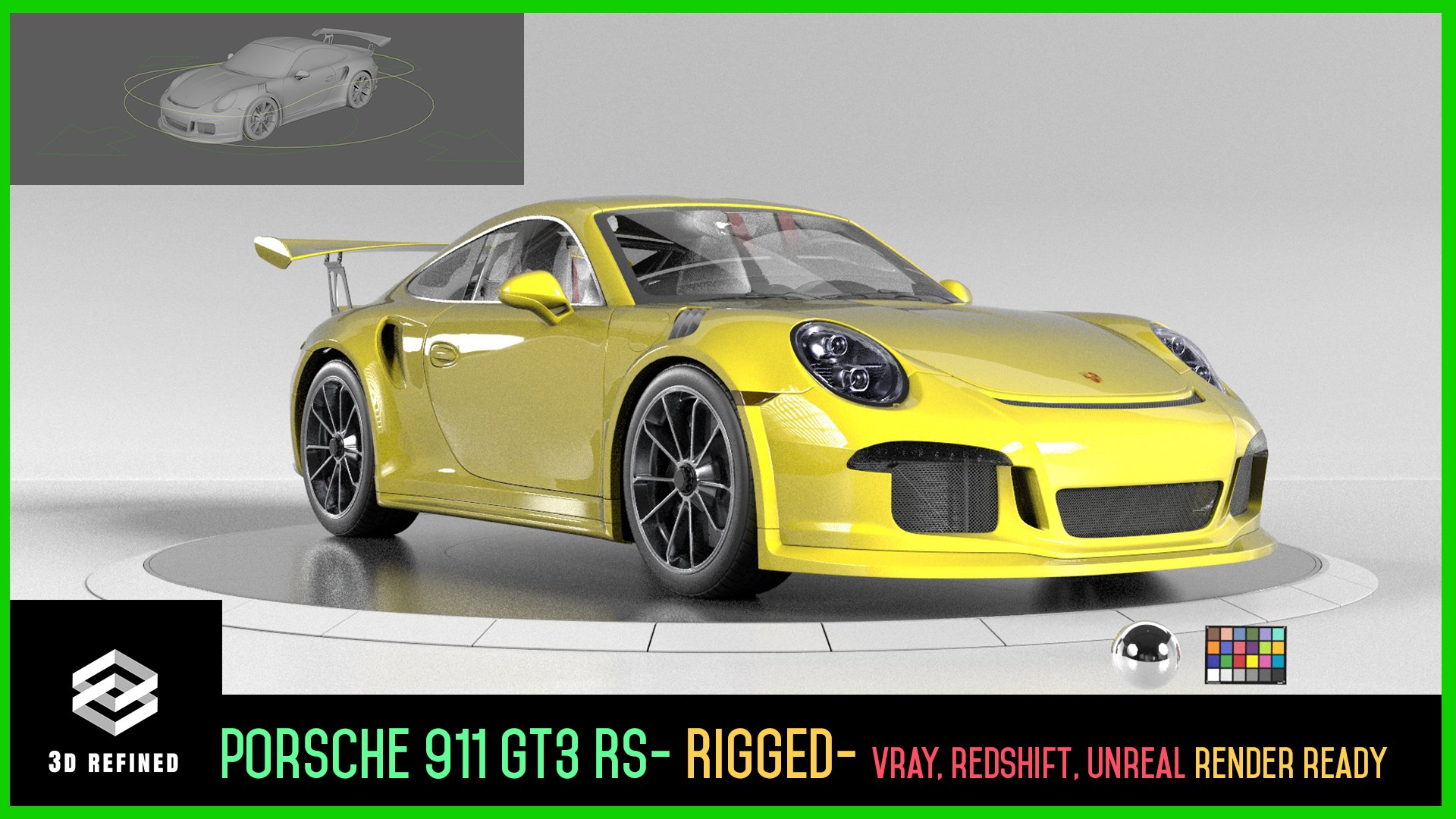 3D Porsche 911 GT3 RS-Rigged And Textured-unreal-vray-redshift ...