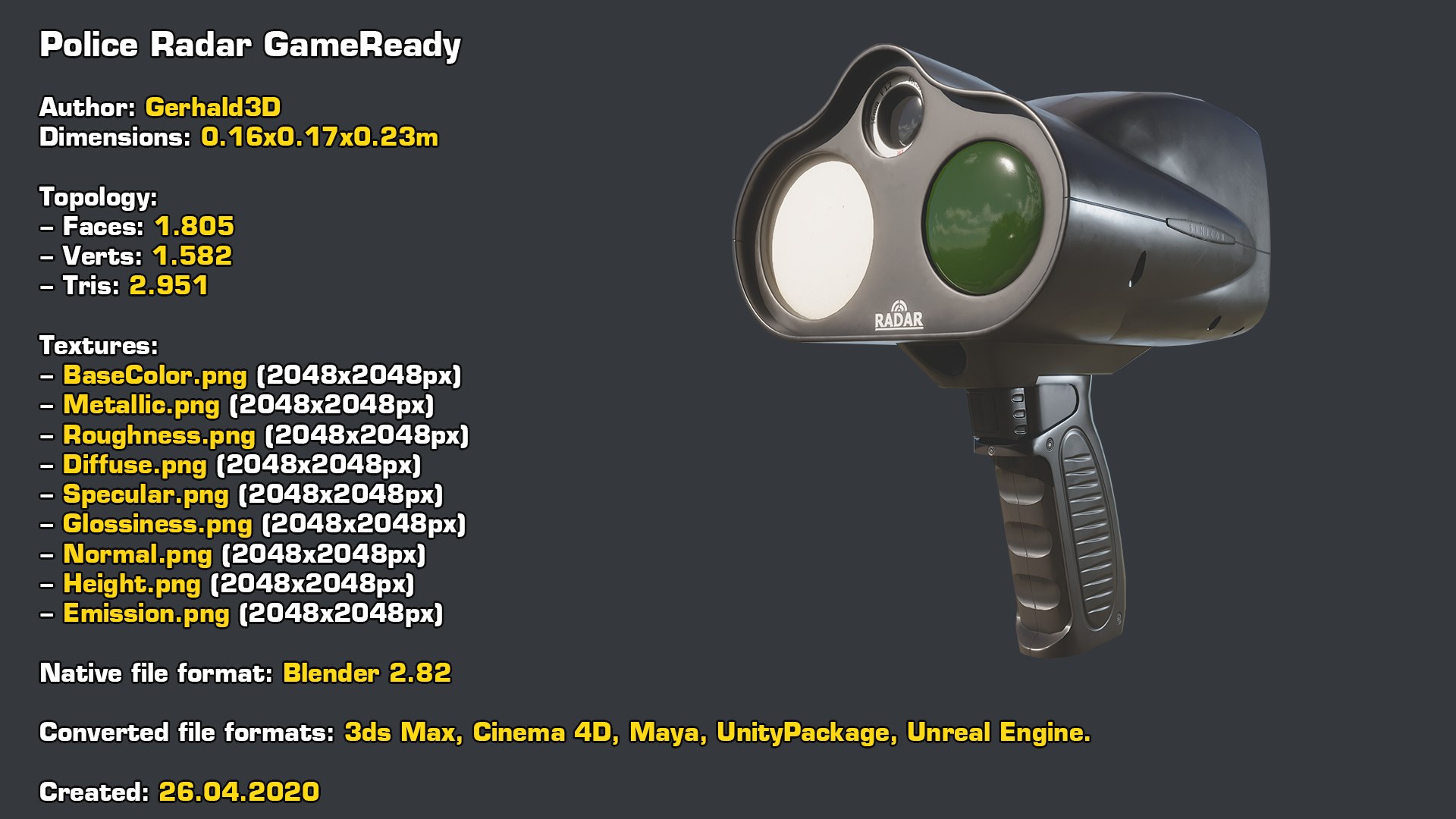 Police Speed Radar Gameready Model - TurboSquid 1548430