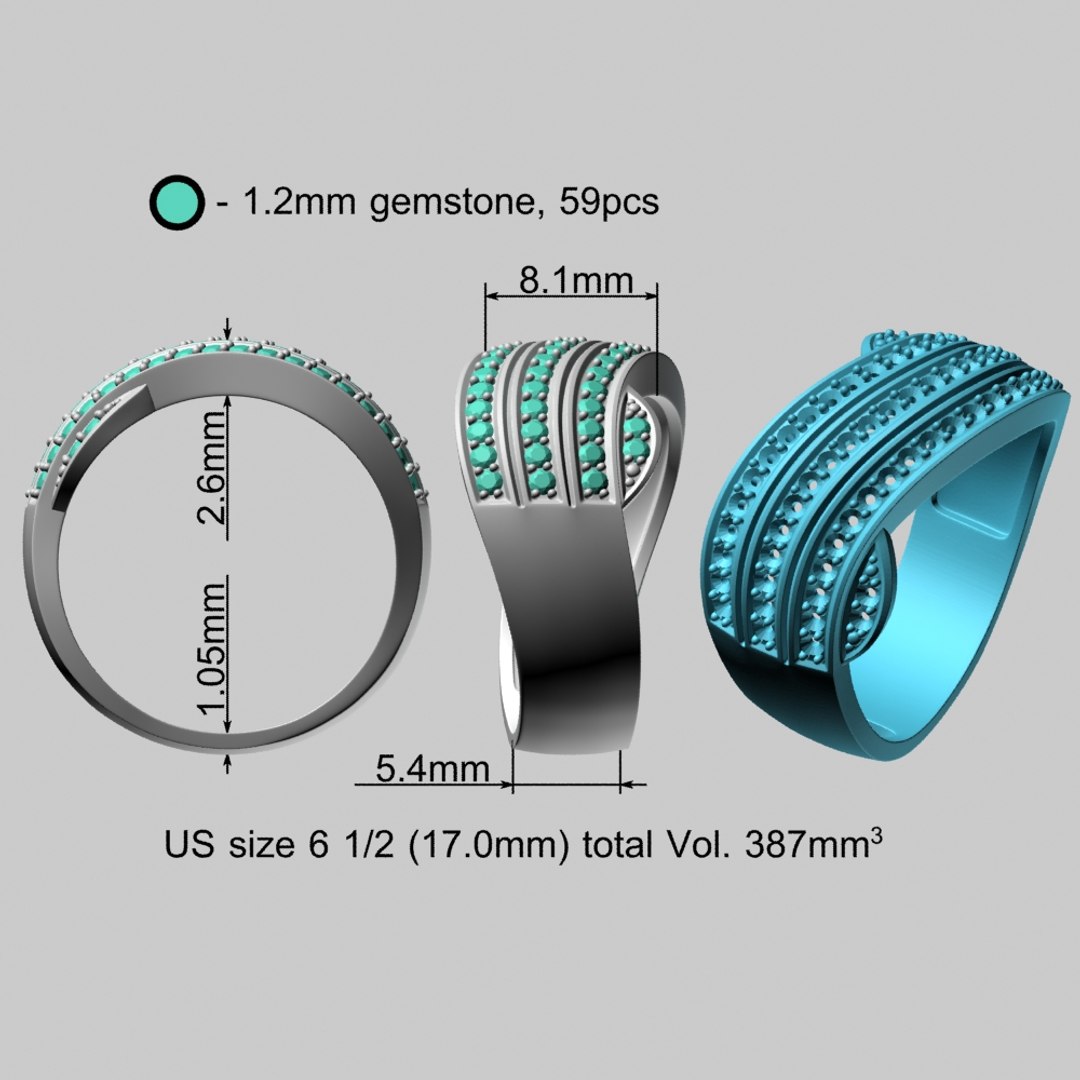 Three Lines Beautiful Gold Ring Model - TurboSquid 1878845