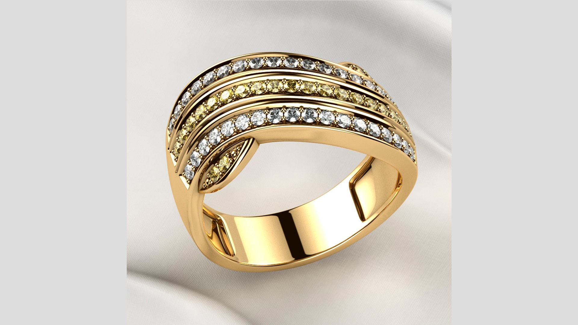 Three Lines Beautiful Gold Ring Model - TurboSquid 1878845