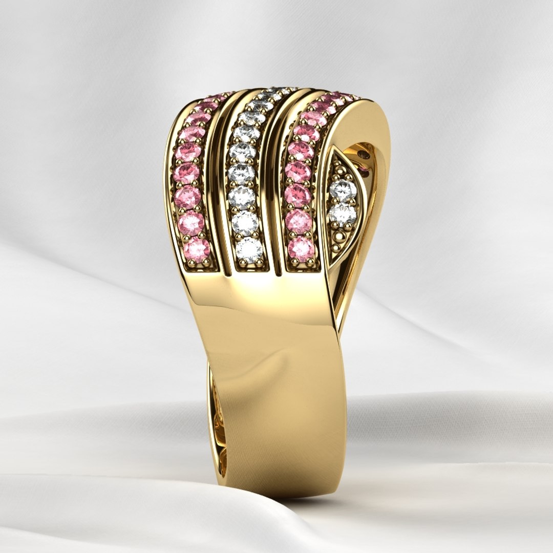 Three Lines Beautiful Gold Ring Model - TurboSquid 1878845