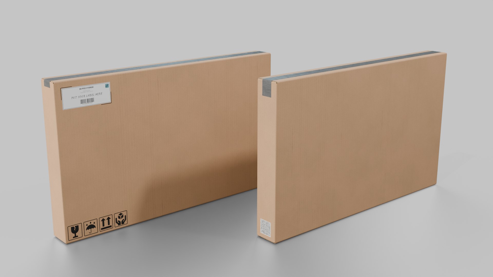 3D Model Cardboard Long Deep Box - Rigged And Fully Customizable ...