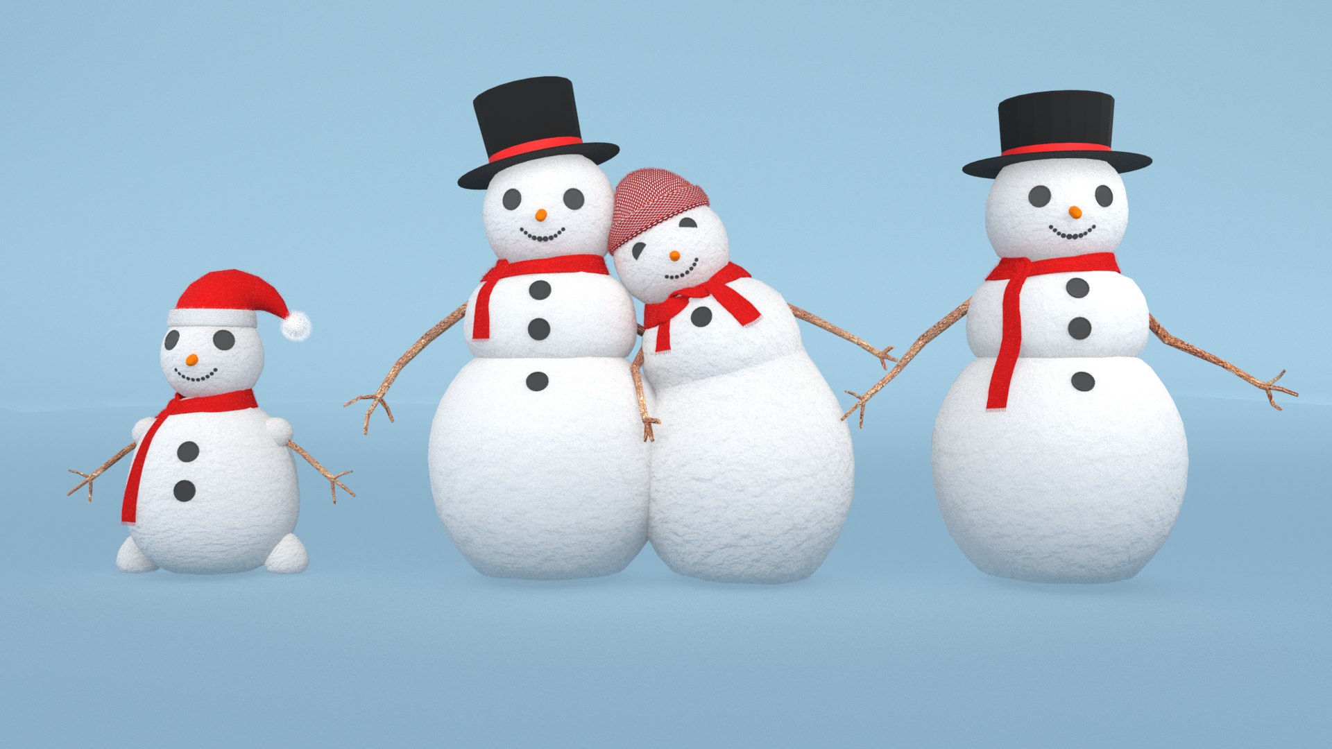 Snow man 3D model pack Low-poly 3D model - TurboSquid 1821432