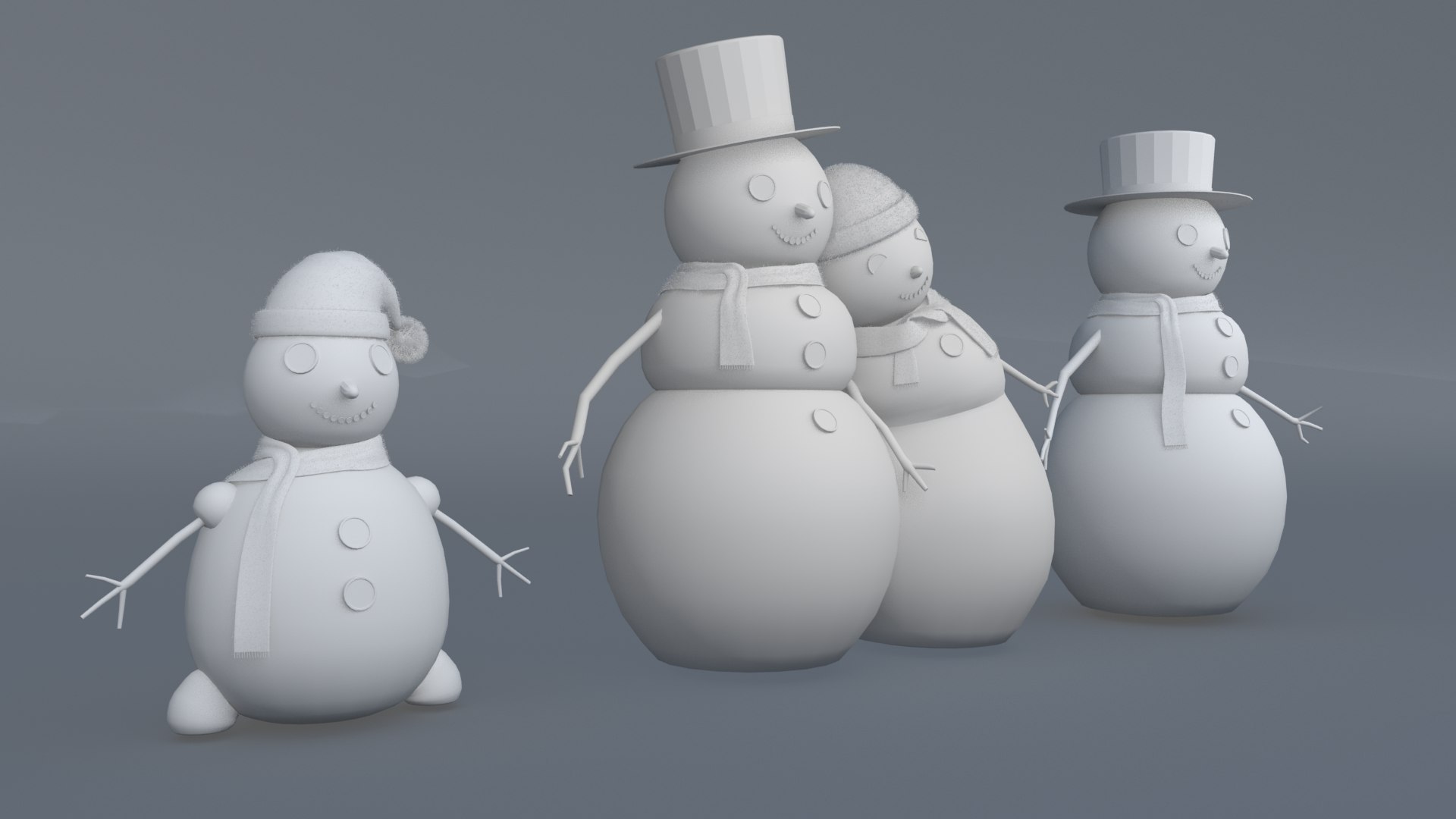 Snow Man 3D Model Pack Low-poly 3D Model - TurboSquid 1821432