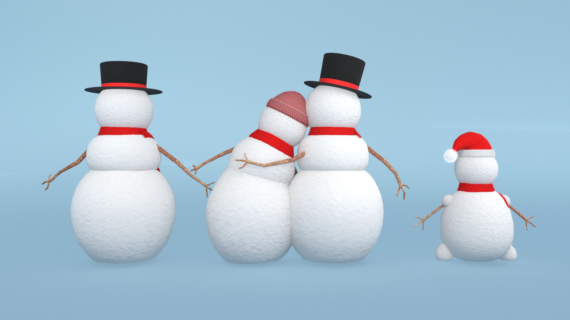 Snow Man 3D Model Pack Low-poly 3D Model - TurboSquid 1821432