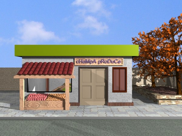 small produce store 3d model