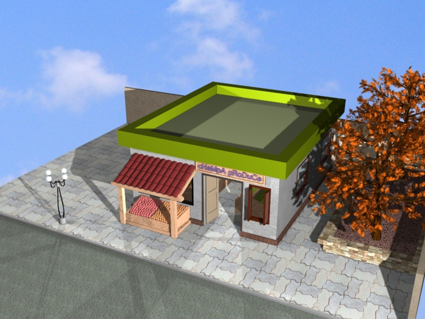 Small Produce Store 3d Model