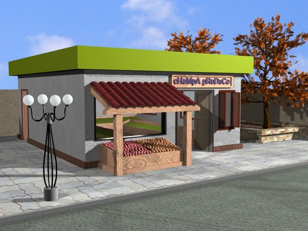 small produce store 3d model