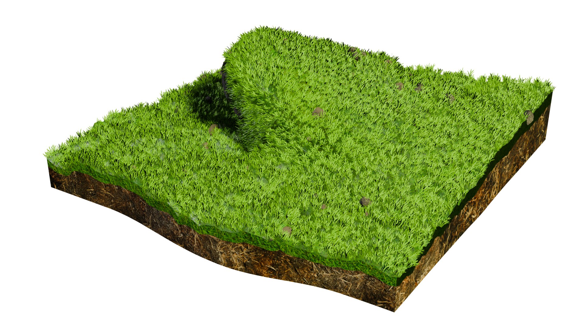 3D Hill With Rocky Grass 2 - TurboSquid 2183392