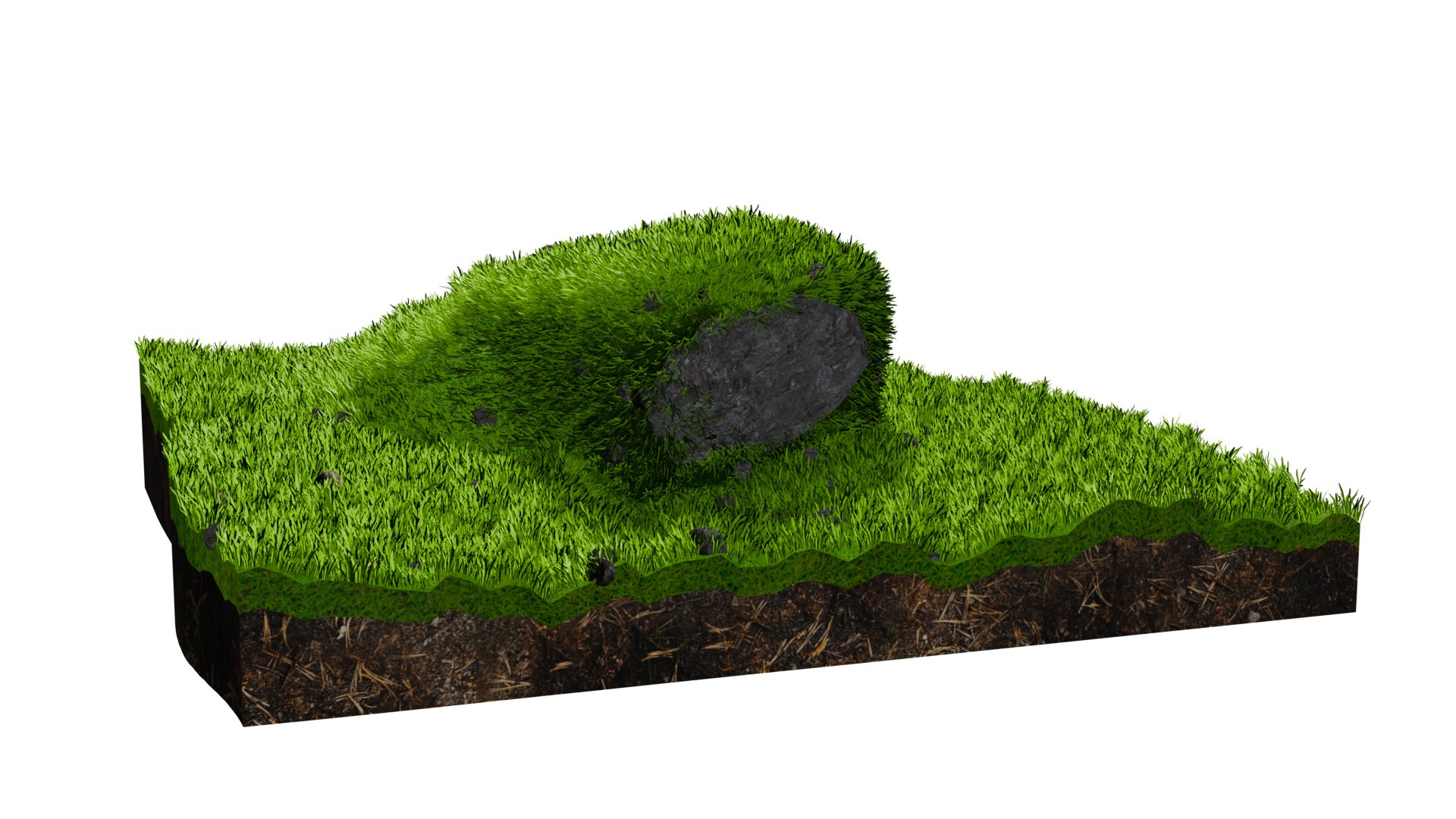 3D Hill With Rocky Grass 2 - TurboSquid 2183392